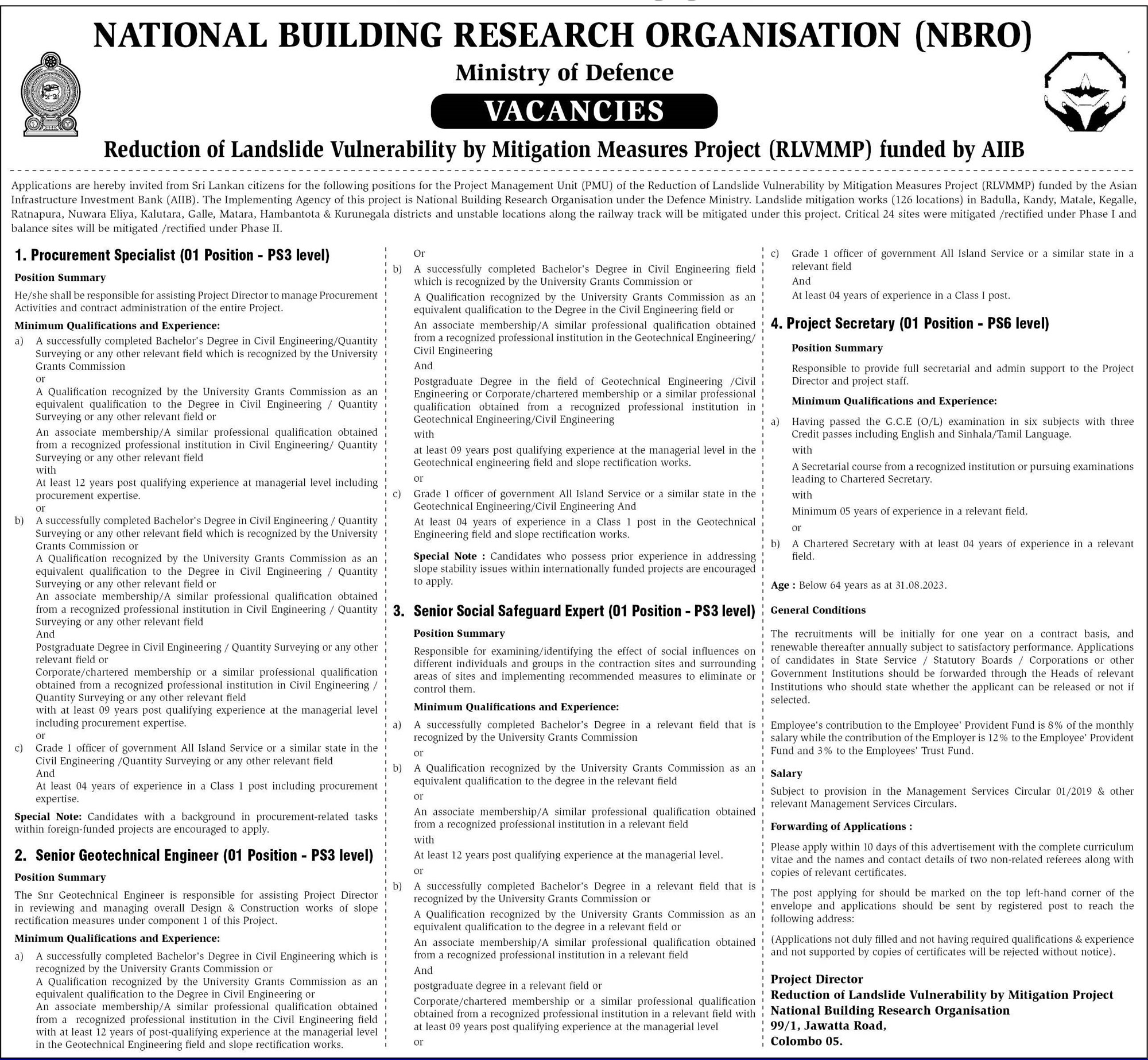 Procurement Specialist, Senior Geotechnical Engineer - National ...