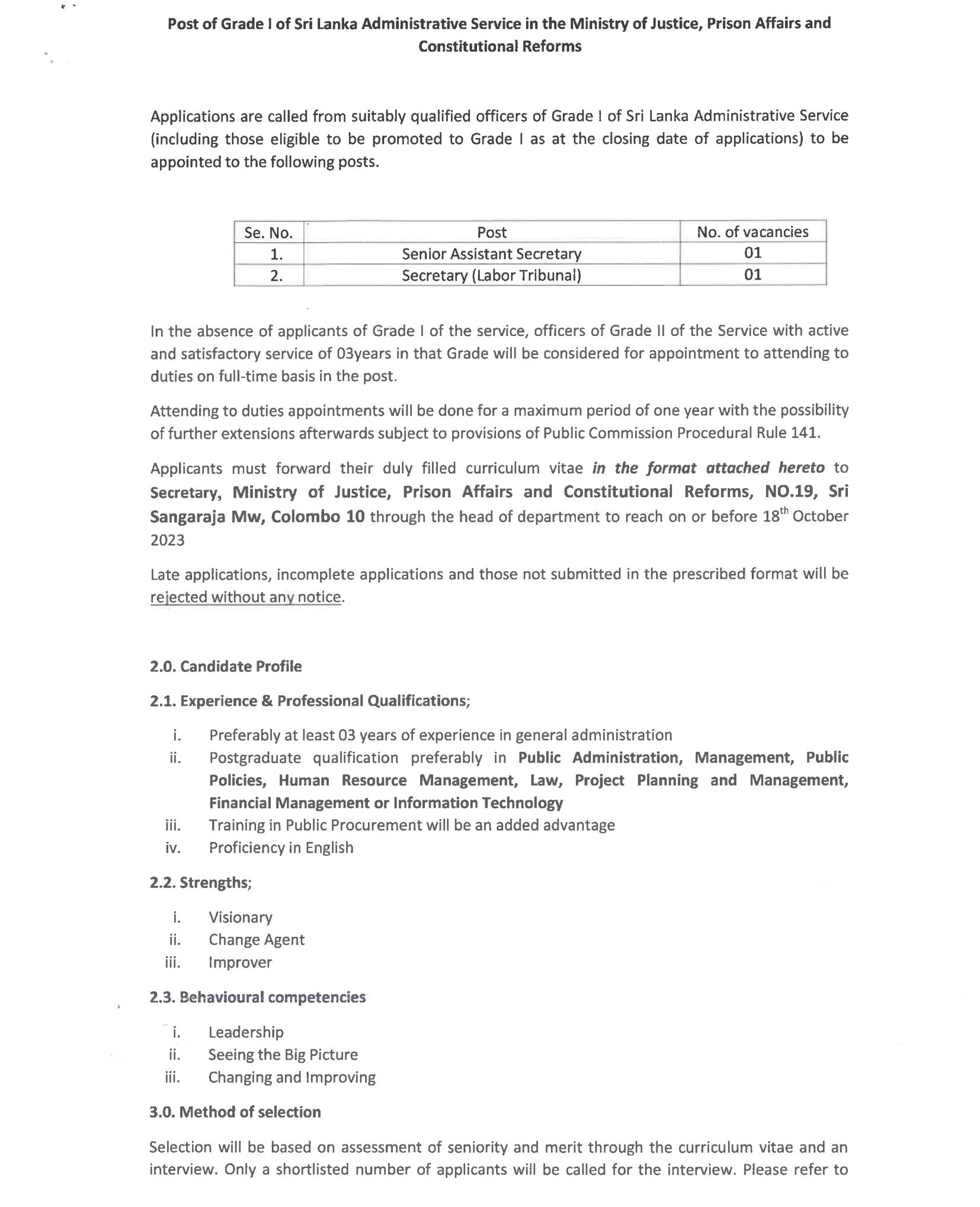 Senior Assistant Secretary, Secretary (Labor Tribunal) - Ministry of ...