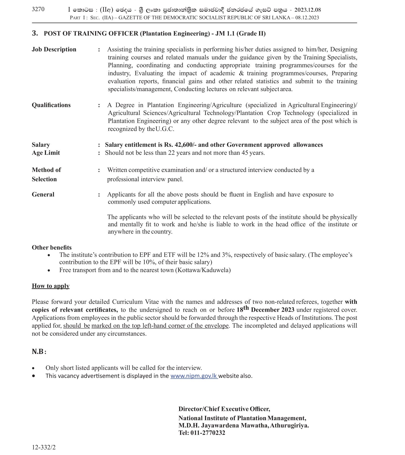 Management Assistant, Training Specialist, Assistant Director ...