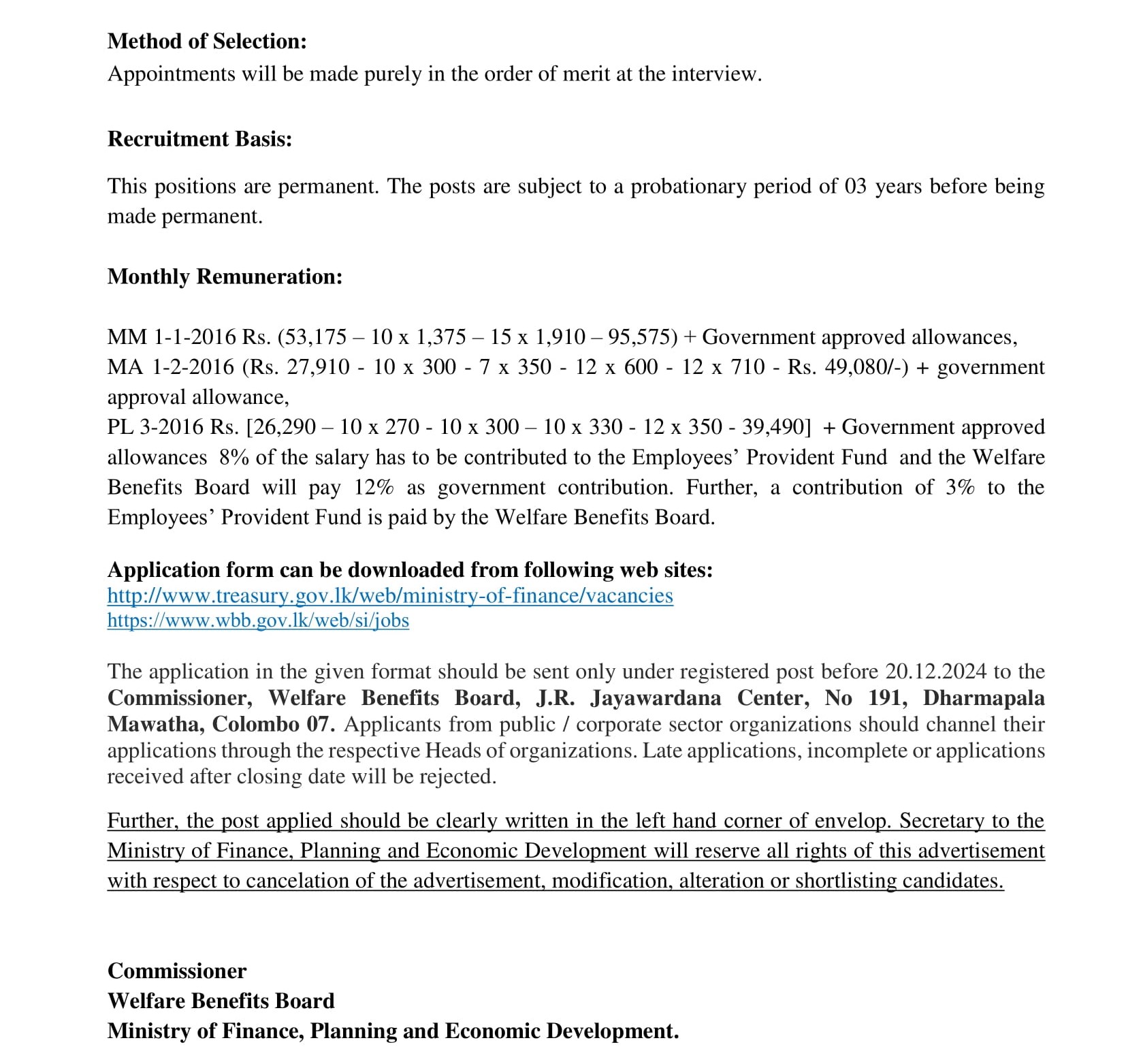 Assistant Welfare Commissioner, Help Desk Operator, Driver - Welfare ...