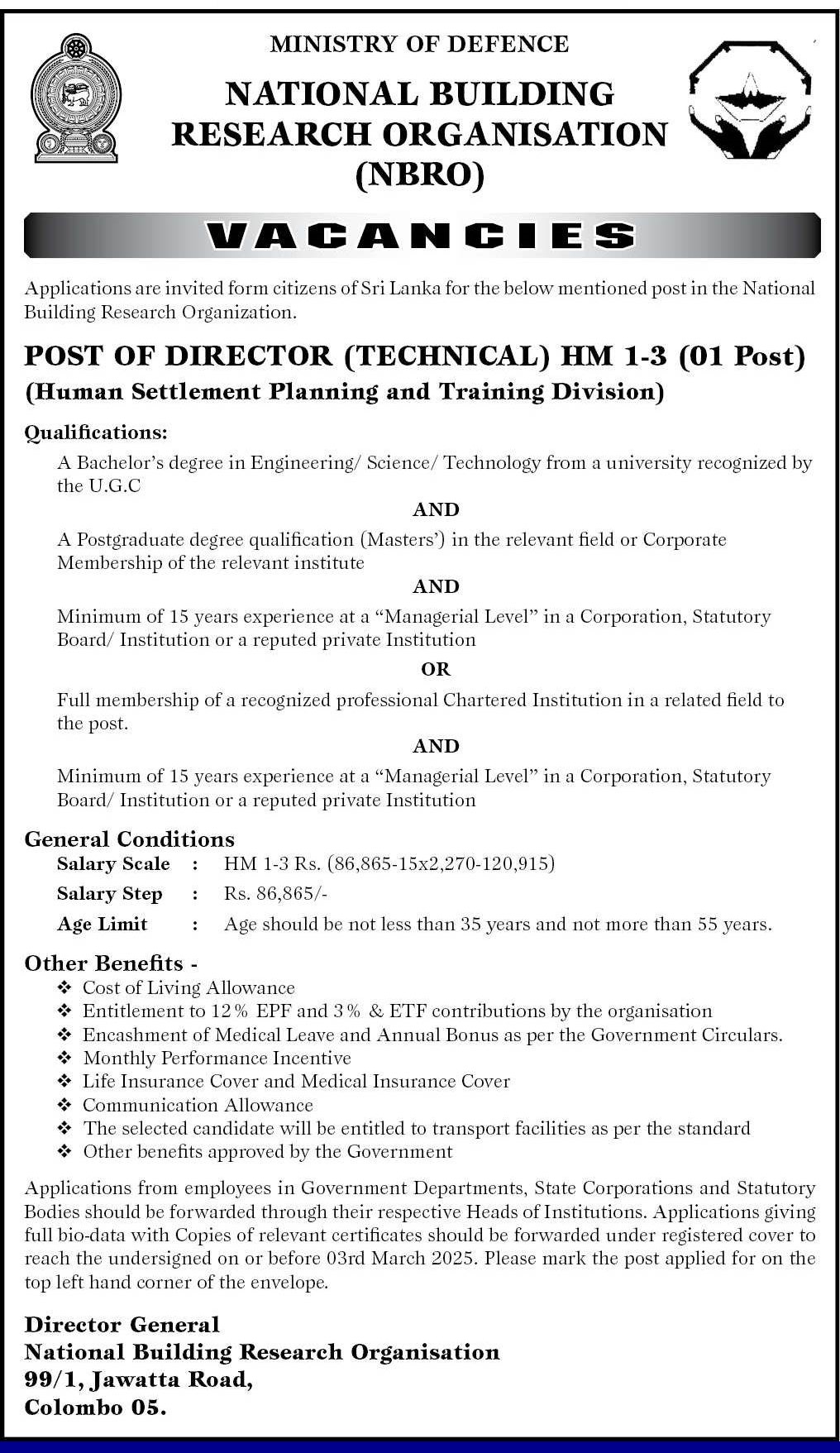 Director (Technical) - National Building Research Organization