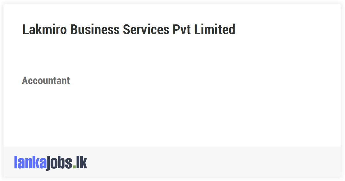 Accountant - Lakmiro Business Services Pvt Limited