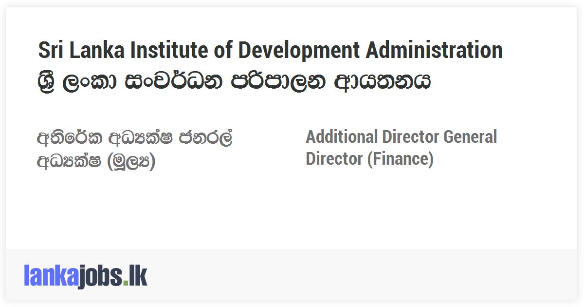 Additional Director General, Director (Finance) - Sri Lanka Institute ...