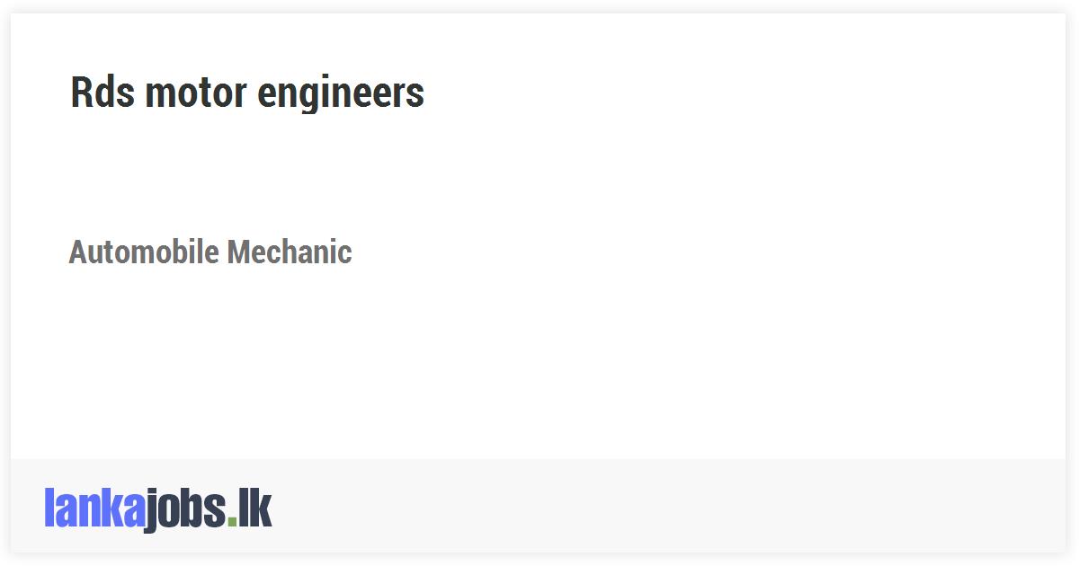 Automobile Mechanic - Rds motor engineers