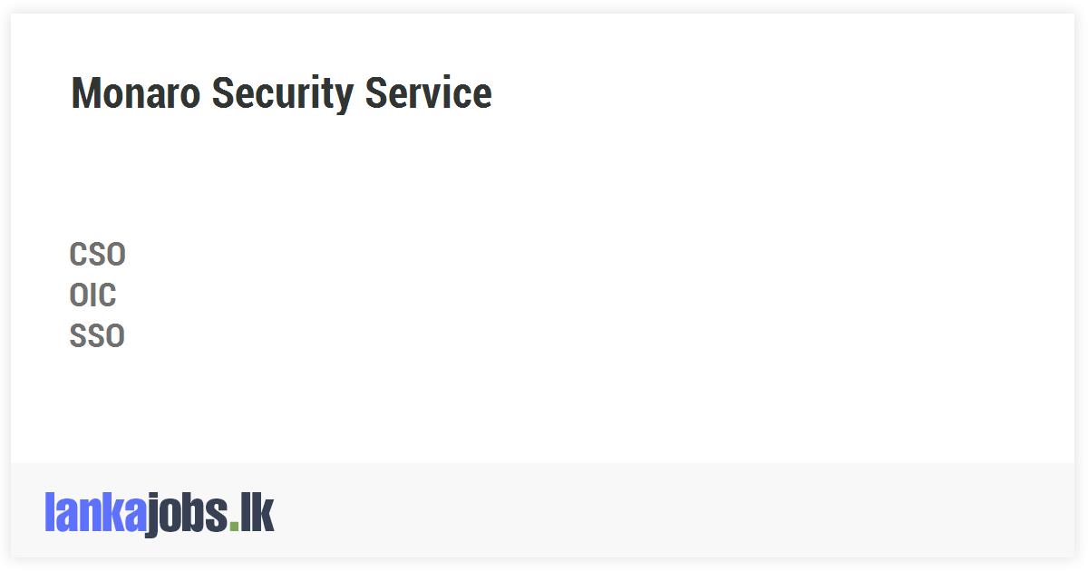 CSO, OIC, SSO - Monaro Security Service