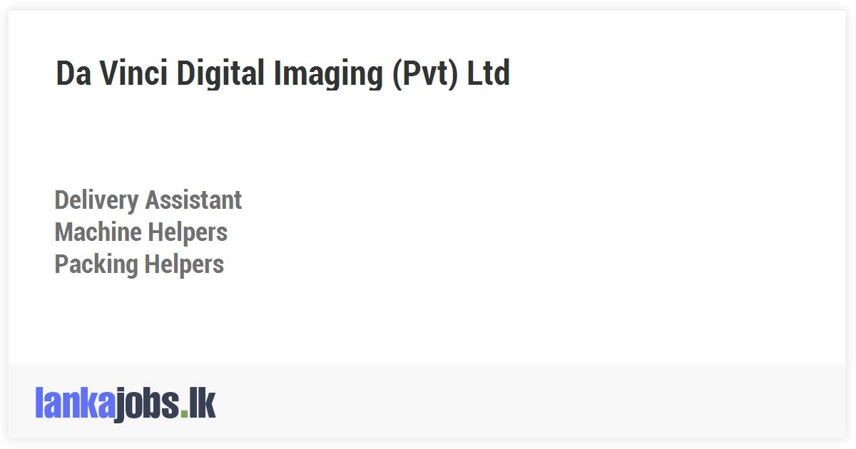 Delivery Assistant, Machine Helpers, Packing Helpers - Da Vinci Digital ...