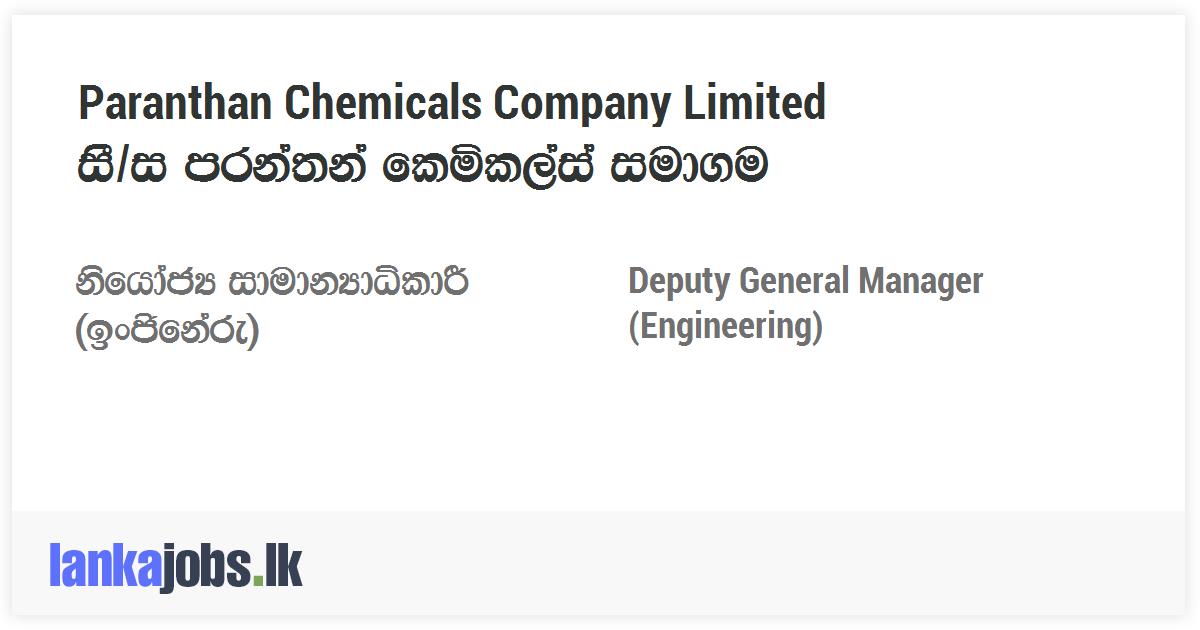 Deputy General Manager (Engineering) - Paranthan Chemicals Company Limited