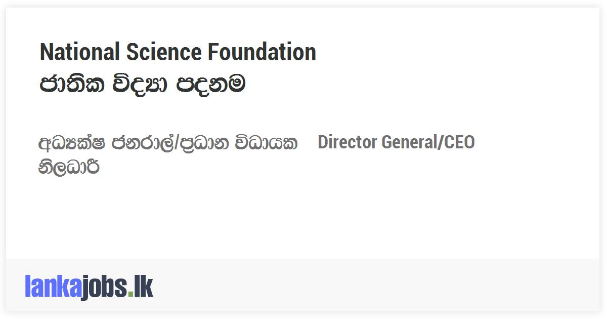 Director General/CEO - National Science Foundation