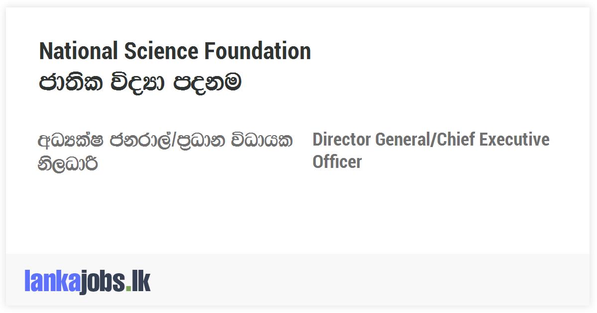 Director General/Chief Executive Officer - National Science Foundation