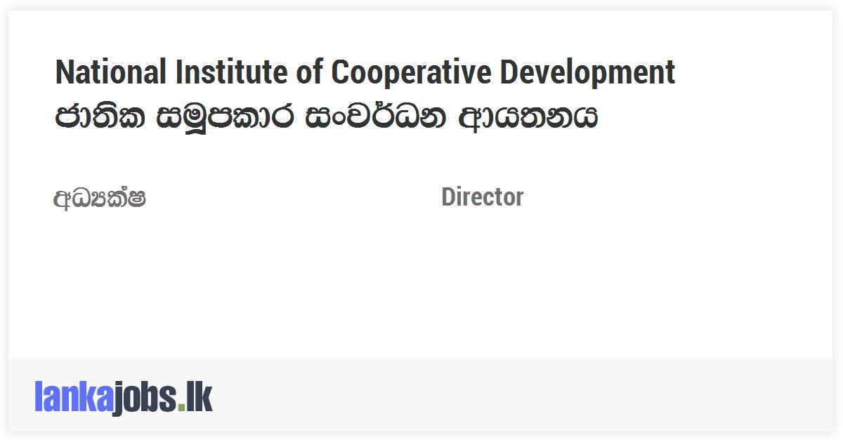 Director - National Institute of Cooperative Development