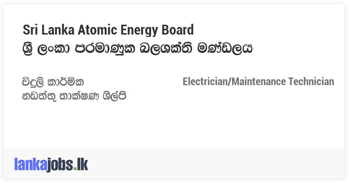 Electrician/Maintenance Technician - Sri Lanka Atomic Energy Board