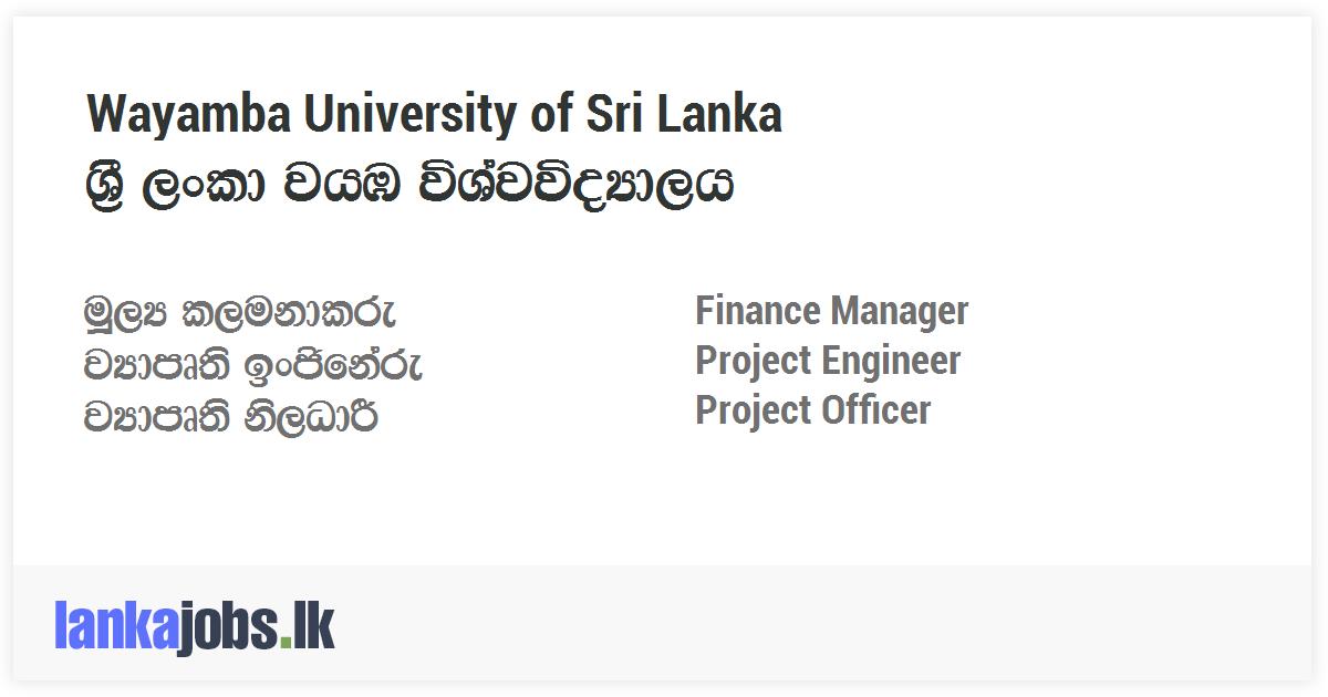 Finance Manager, Project Engineer, Project Officer - Wayamba University ...