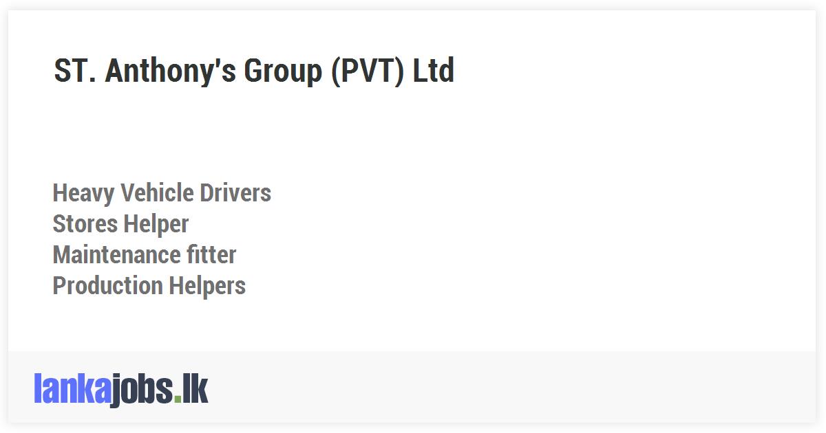 Heavy Vehicle Drivers, Stores Helper, Maintenance fitter, Production ...
