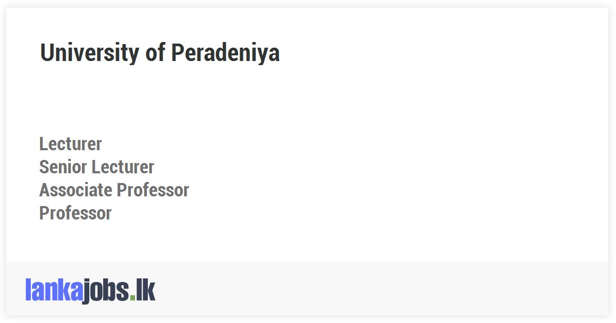 Lecturer, Senior Lecturer, Associate Professor, Professor - University ...