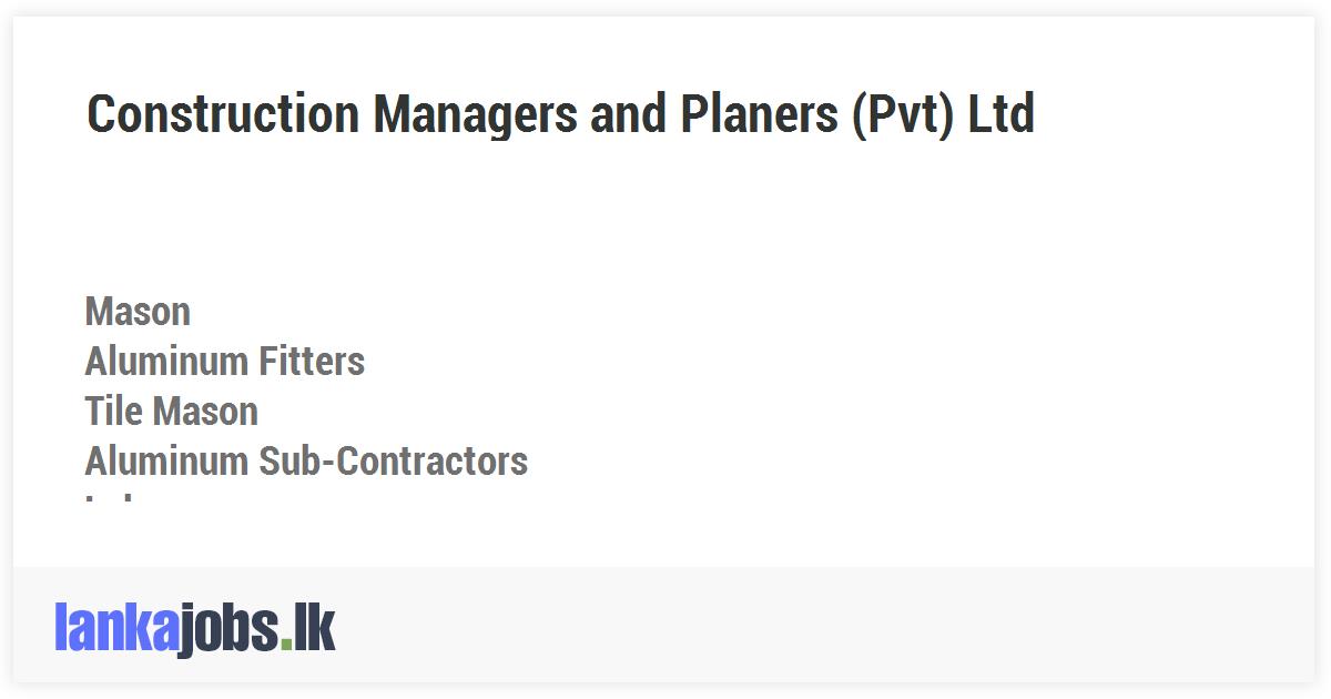 Mason, Aluminum Fitters, Tile Mason, Aluminum Sub-Contractors ...