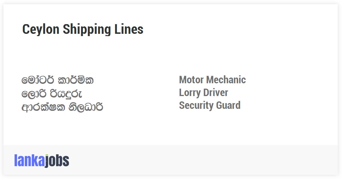 Motor Mechanic,Lorry Driver,Security Guard - Company name withheld