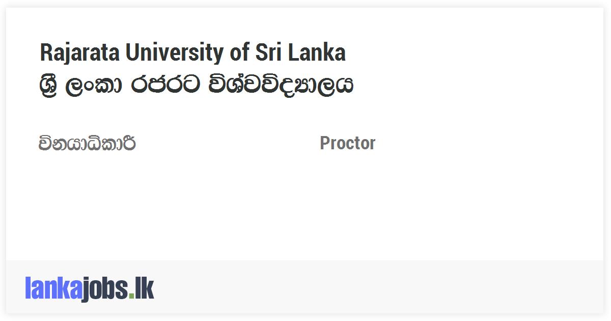 Proctor - Rajarata University of Sri Lanka