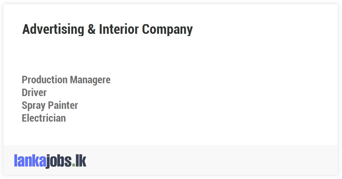 Production Managere, Driver, Spray Painter, Electrician - Advertising ...