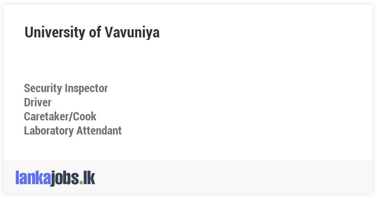 Security Inspector, Driver, Caretaker/Cook, Laboratory Attendant ...