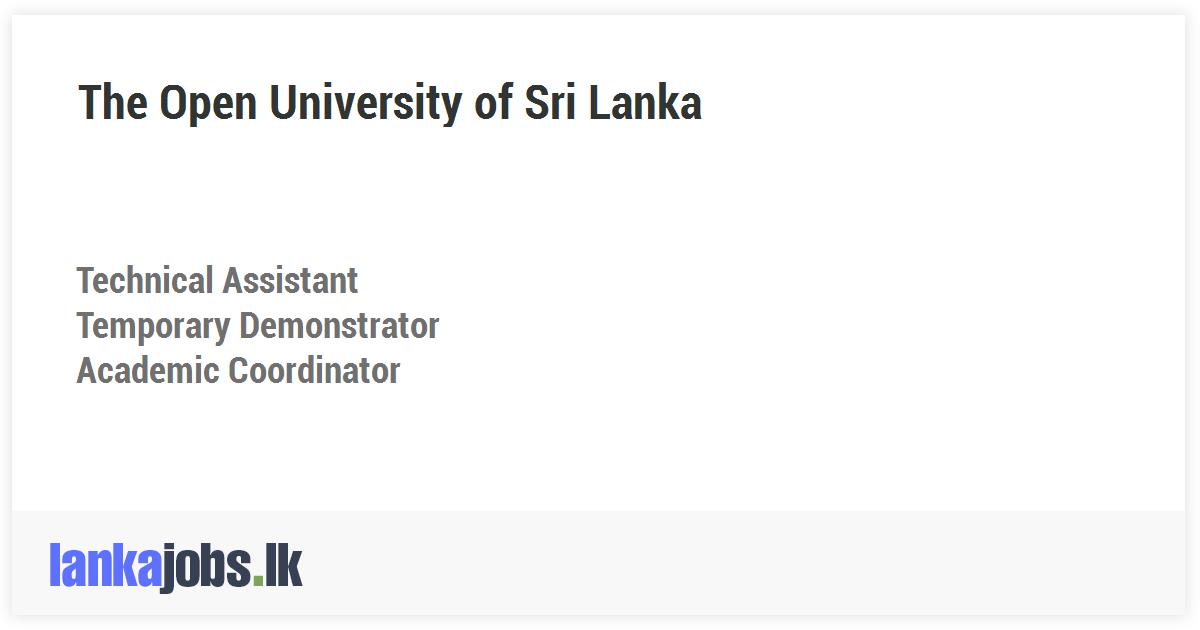 Technical Assistant, Temporary Demonstrator, Academic Coordinator - The ...